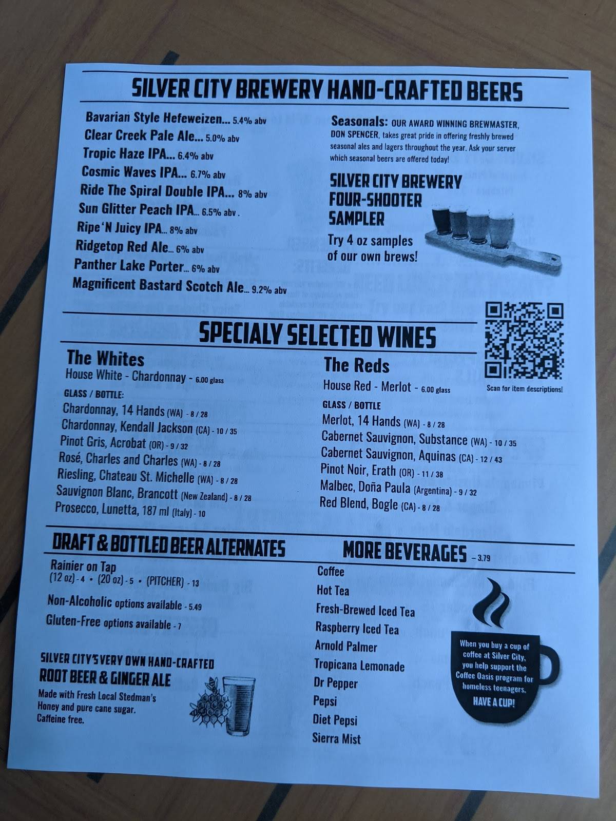 Menu at Silver City Restaurant & Ale House, Silverdale