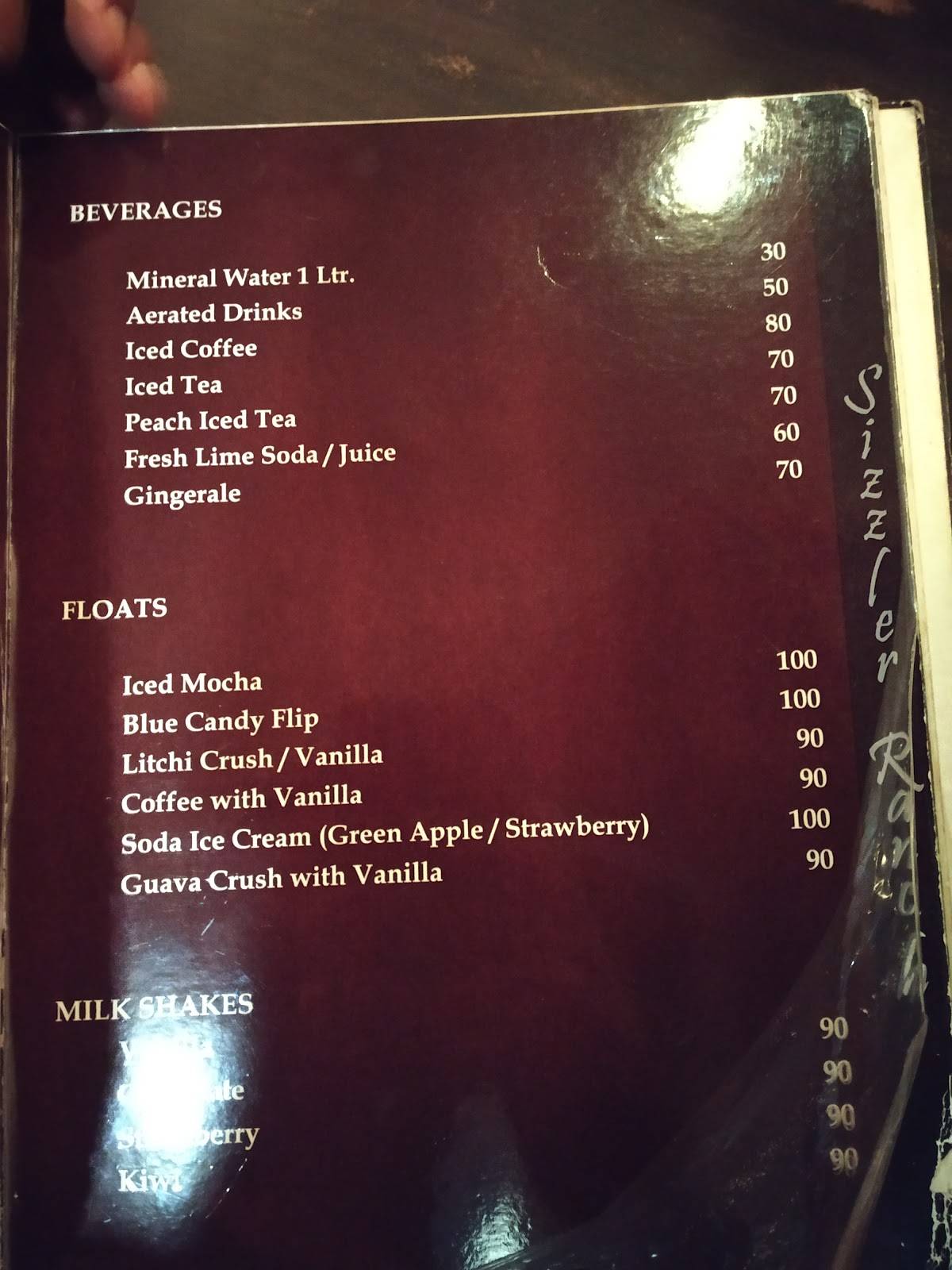 Menu at Sizzler Ranch Lal Bagh, Mangaluru, Ground Floor