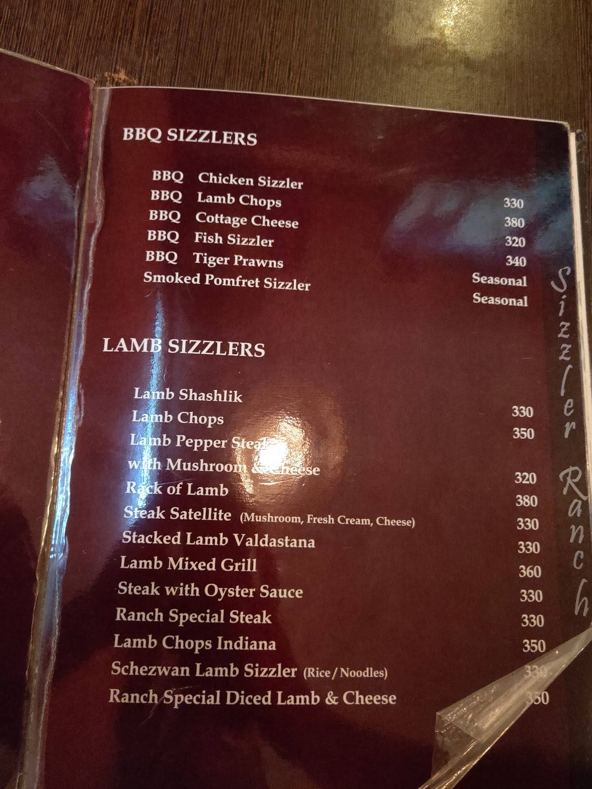 Menu at Sizzler Ranch Lal Bagh, Mangaluru, Ground Floor