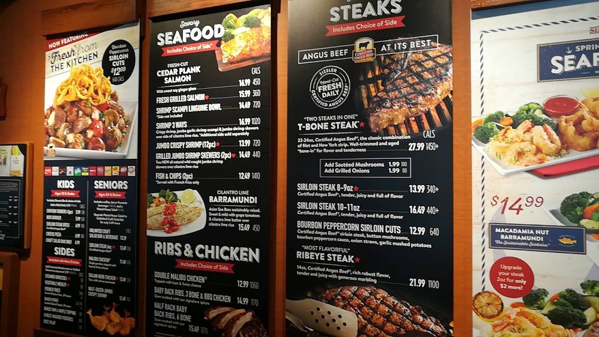 Menu at Sizzler steakhouse, West Covina, W Covina Pkwy