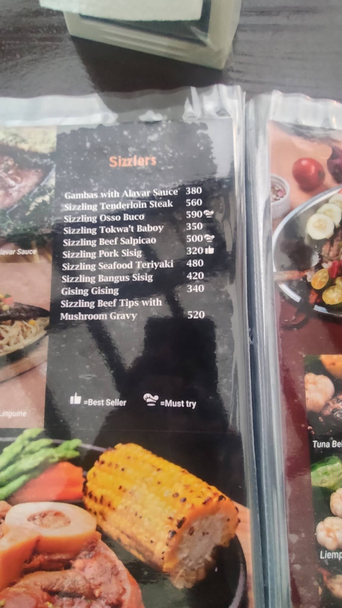 Menu at Sky High Bar, Pasig