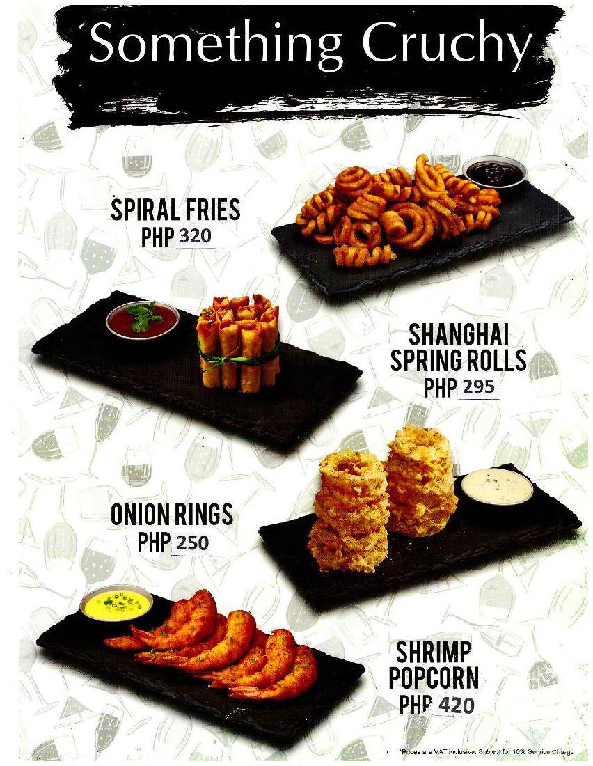 Menu at Sky High Bar, Pasig