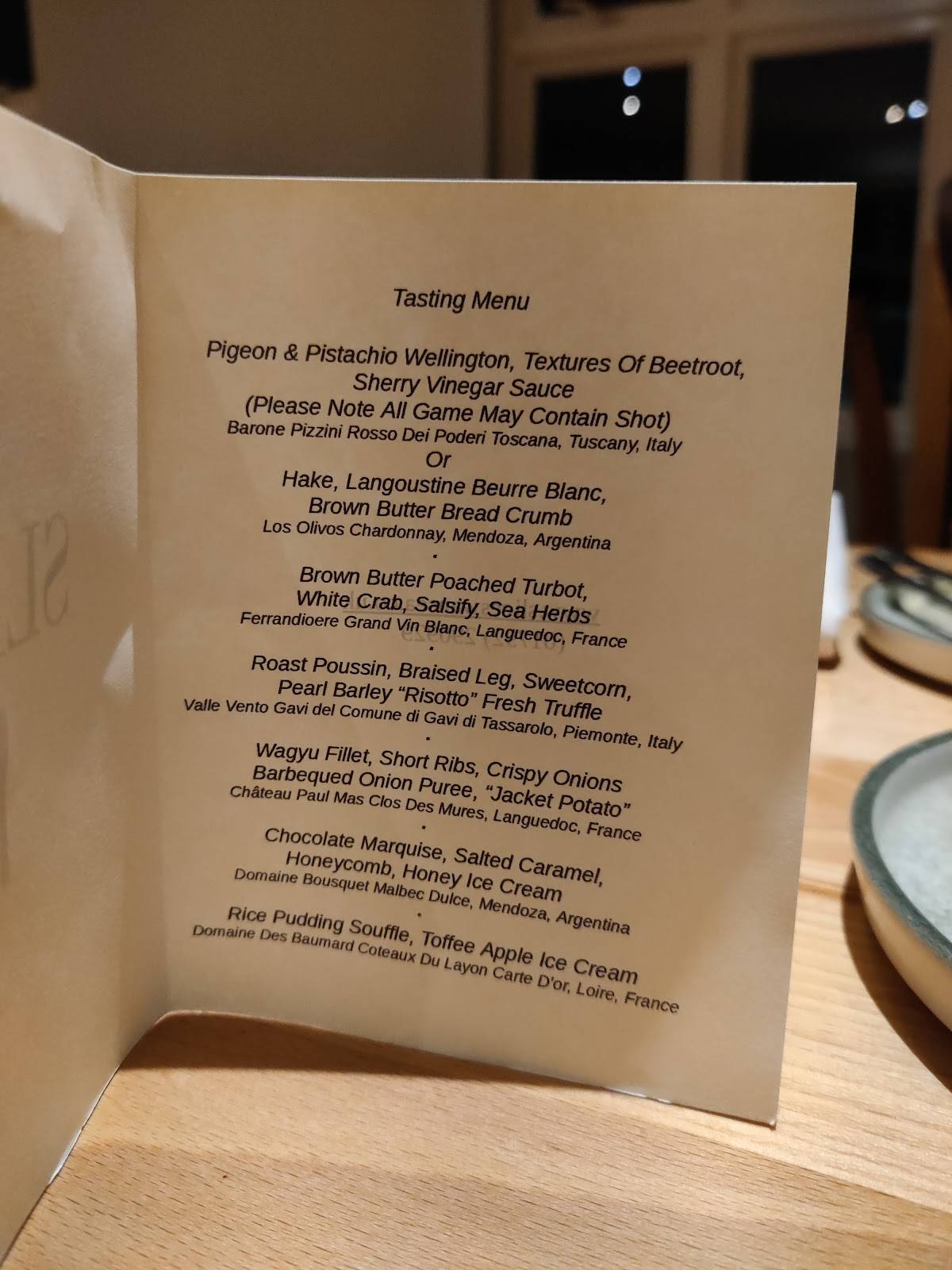 Menu at Slice restaurant, Swansea