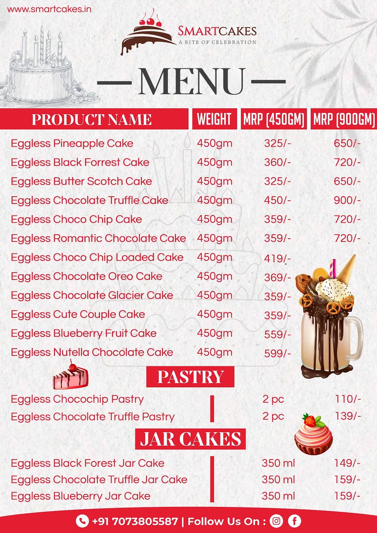 Menu at Smart Cakes - Best Cake/Bakery Shop in Jaipur, Jaipur, 3/130