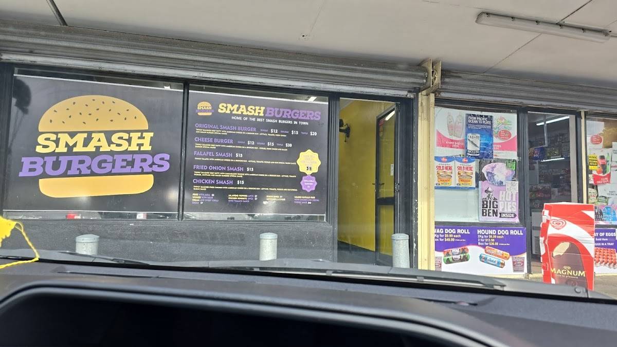Menu at Smash Burgers restaurant, New Zealand