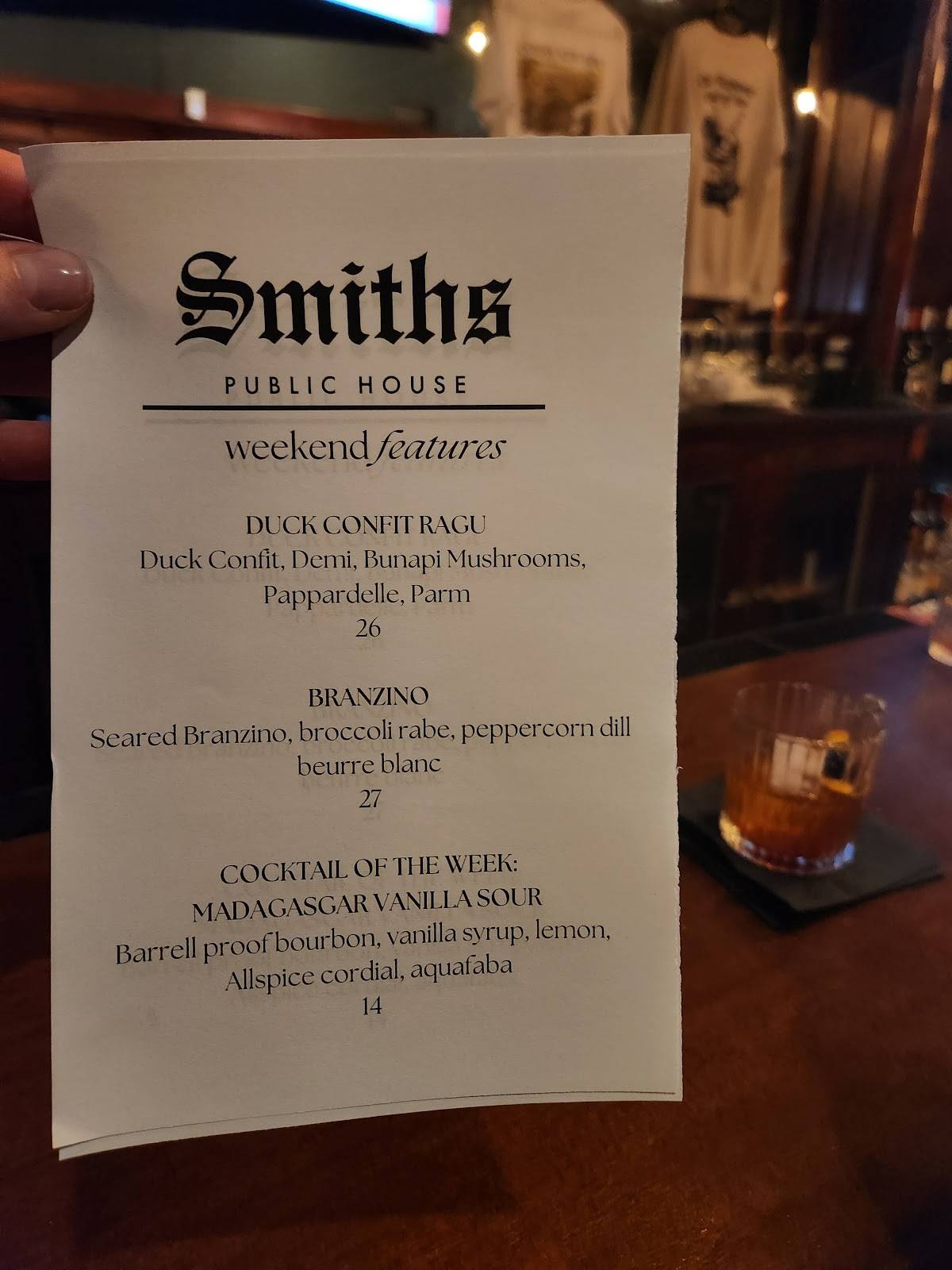 Menu at Smith's Public House, Cohoes
