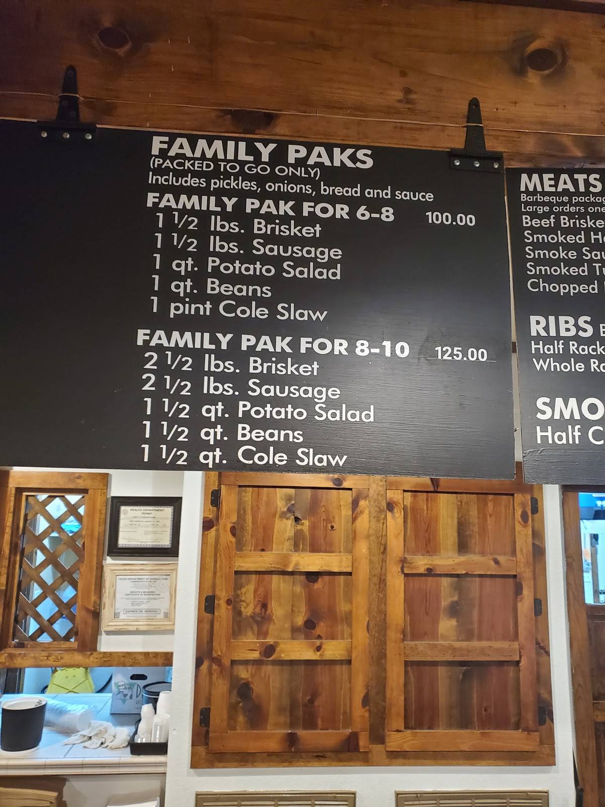 Menu at Smitty's Smoke House BBQ, Jasper