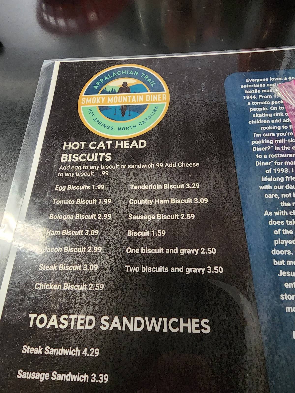 Menu at Smoky Mountain Diner restaurant, Hot Springs