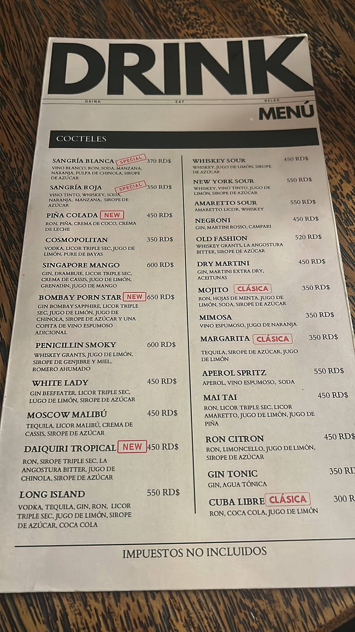 Menu at Smoky Time restaurant, Punta Cana