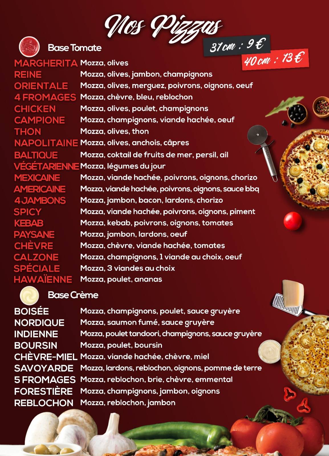 Menu au Snack'n Go restaurant, Lyon
