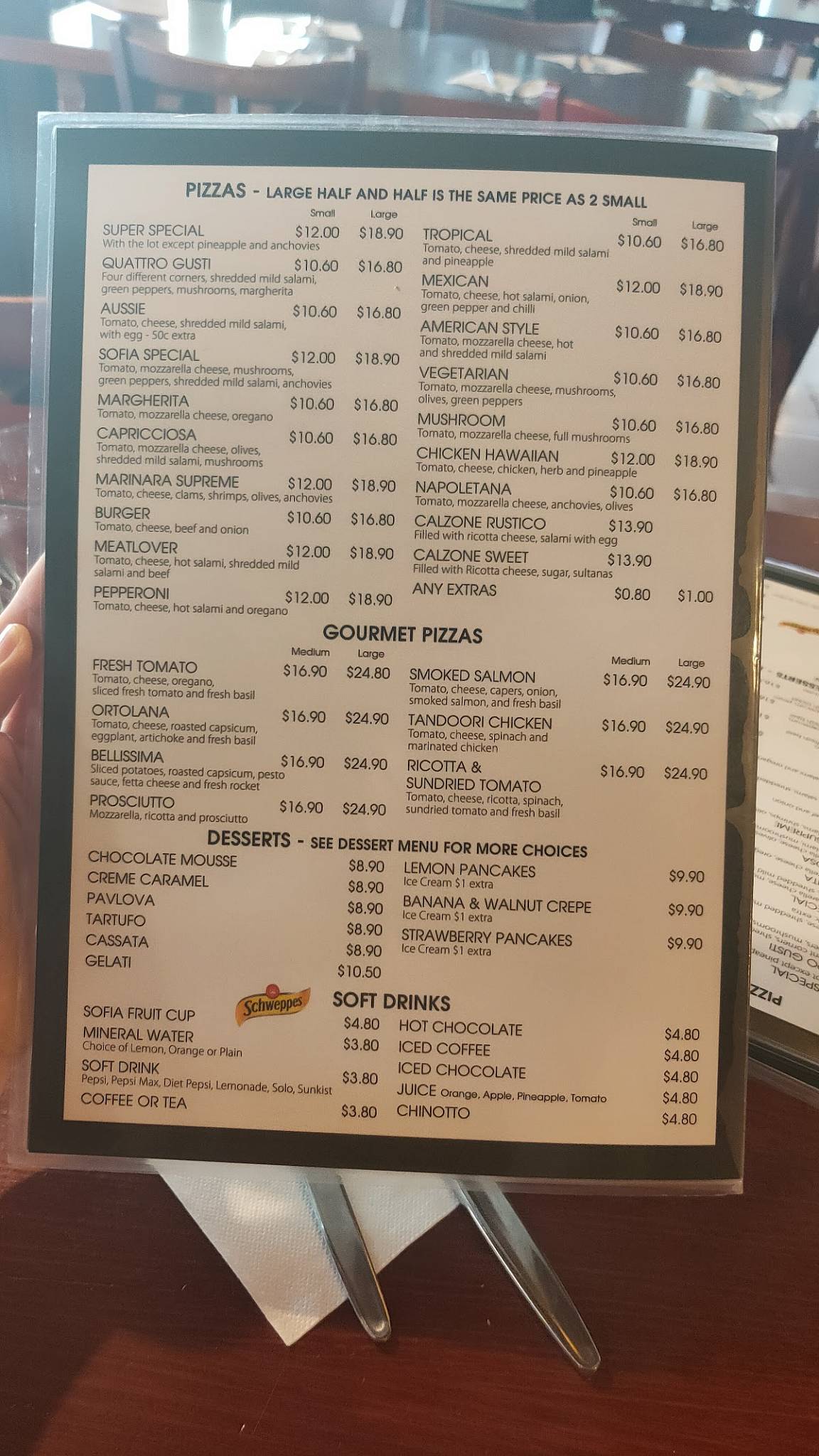 Menu at Sofia Camberwell fast food, Camberwell