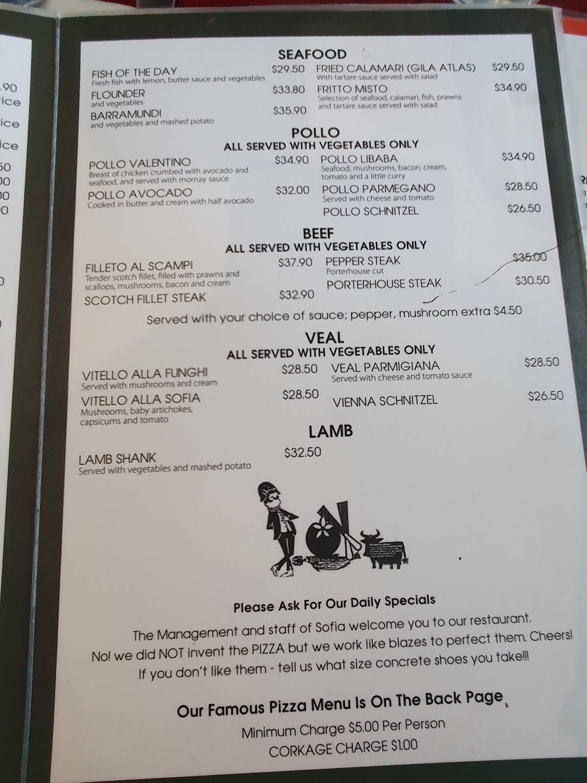 Menu at Sofia Camberwell fast food, Camberwell