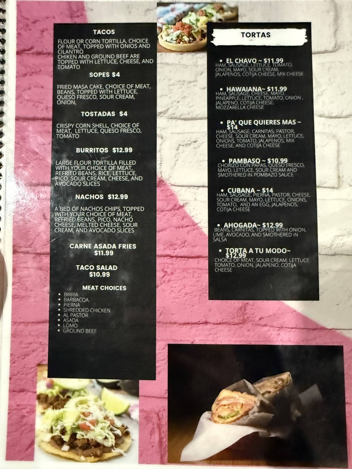 Menu at Sofia's Antojitos restaurant, Colorado Springs, N Academy Blvd