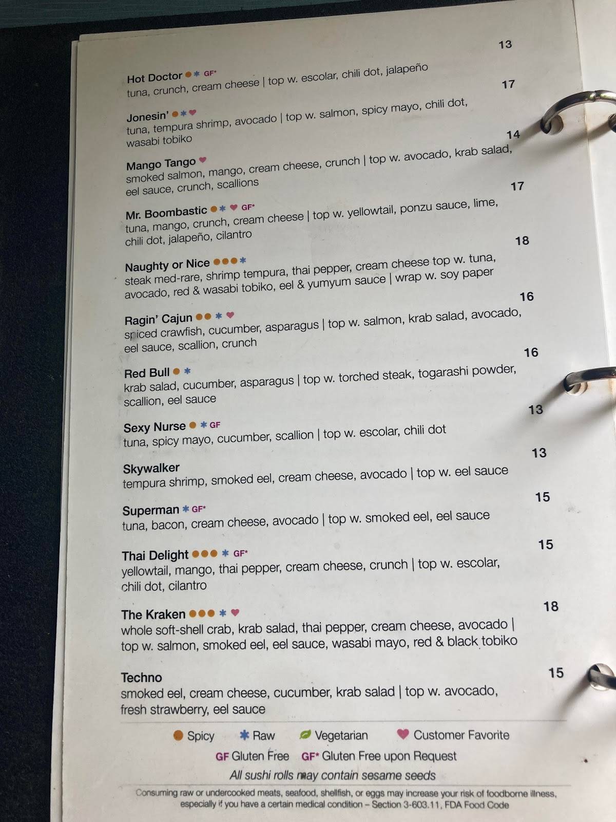 Menu at Soi Bistro restaurant, Fort Walton Beach