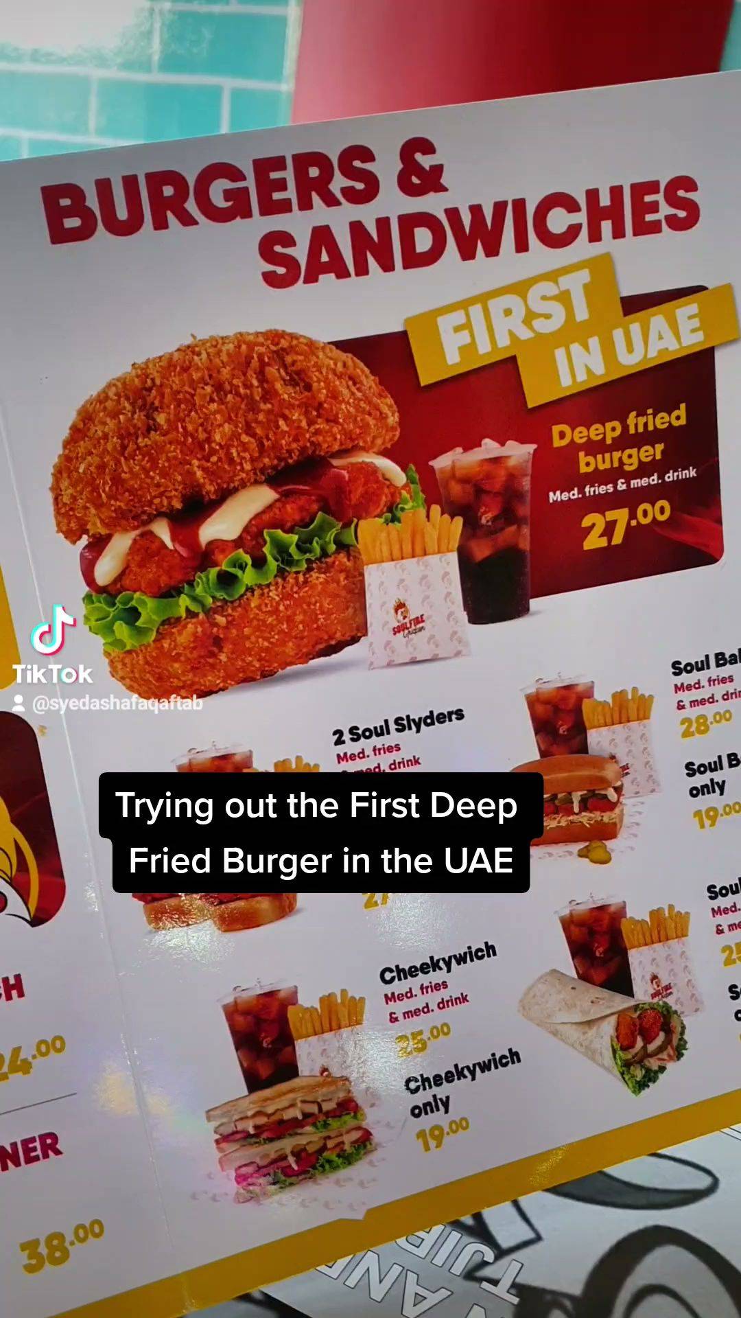 Carta del restaurante Soulfire - Al Quoz Chicken sandwich Fried Burger ...