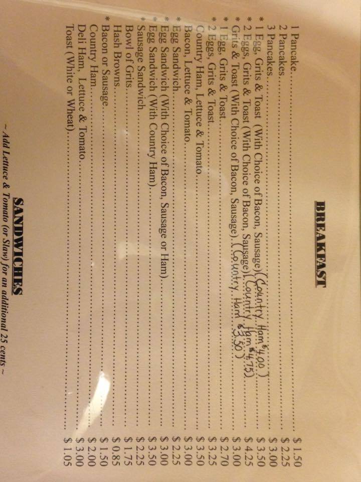 Menu at South 200 Drive In fast food, Lancaster, Great Falls Rd