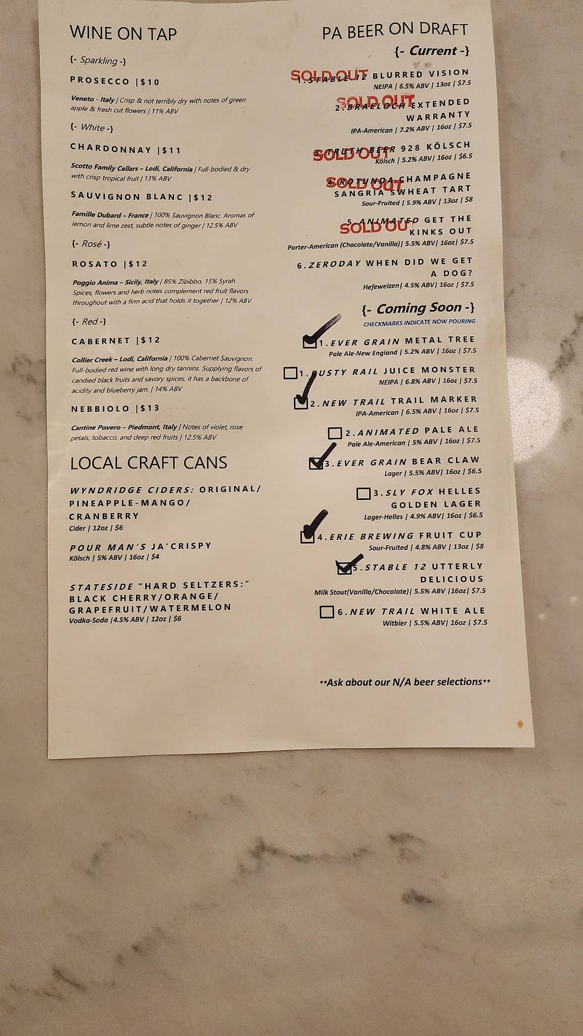 Menu at Southern Market Lancaster pub & bar, Lancaster