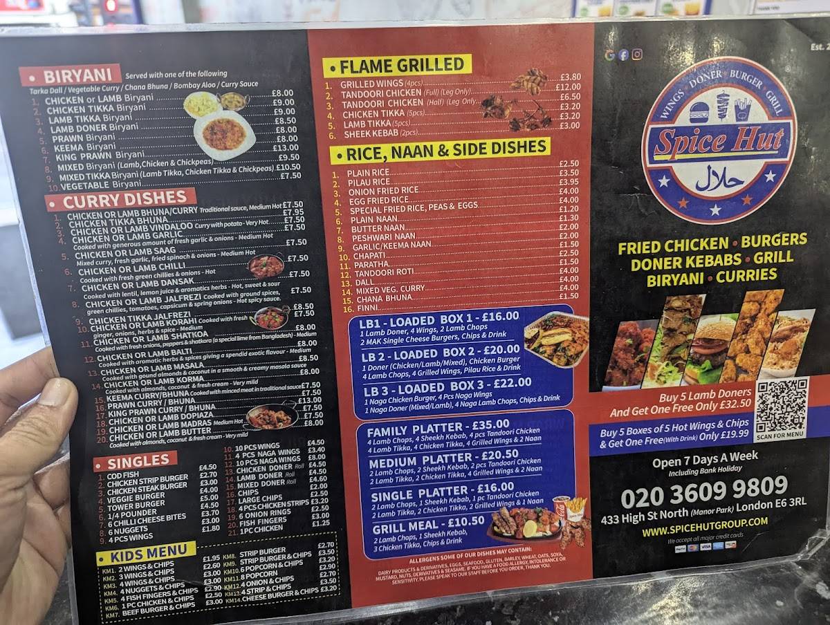 Menu at Spice Hut (Manor Park) restaurant, London, 433 High St N