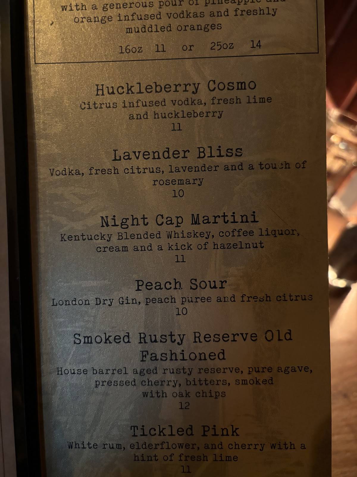 Menu at Rusty Moose steakhouse, Spokane, 9105 US-2