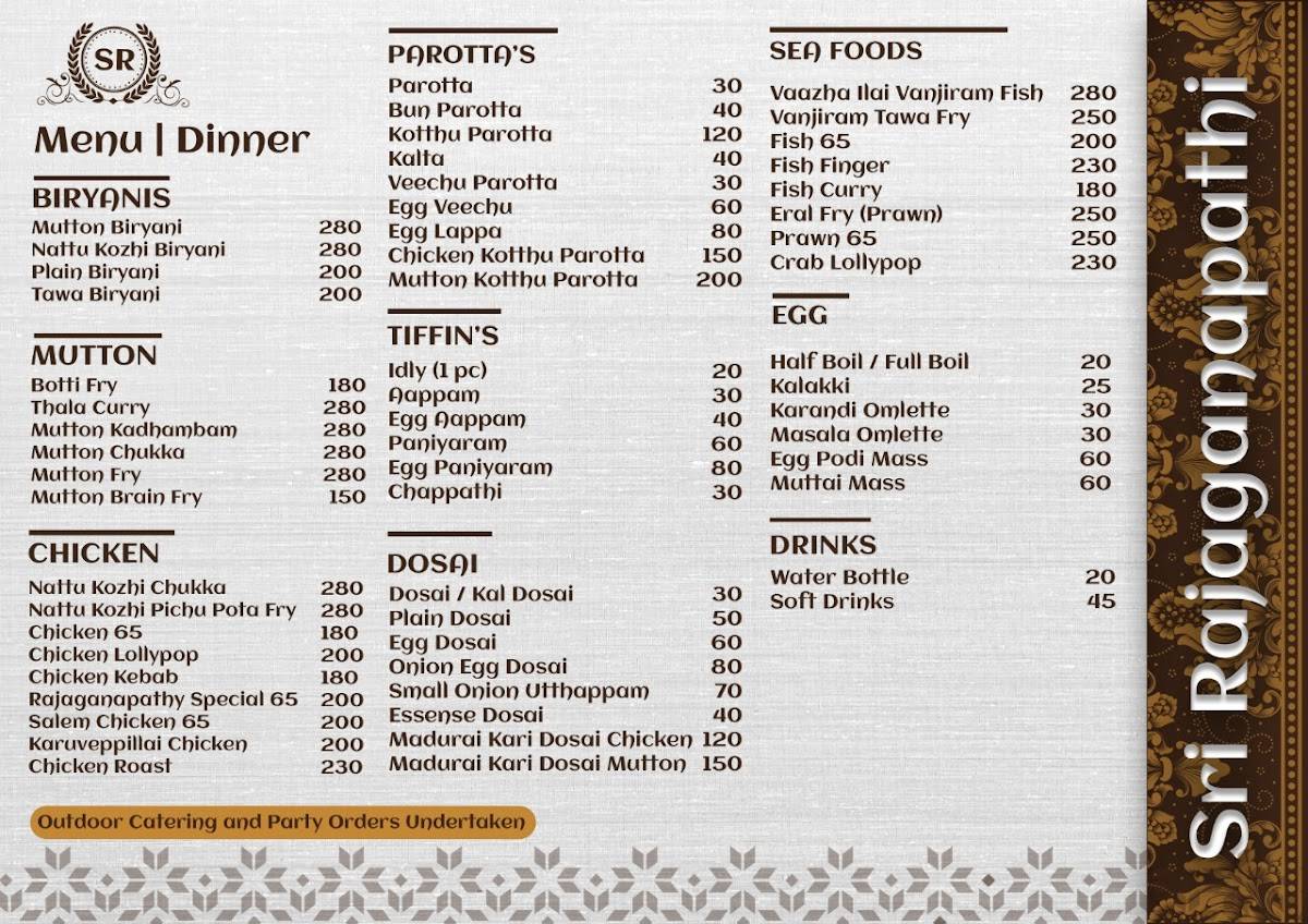 Menu at Sri Rajaganapathy Non Veg Restaurant, Salem