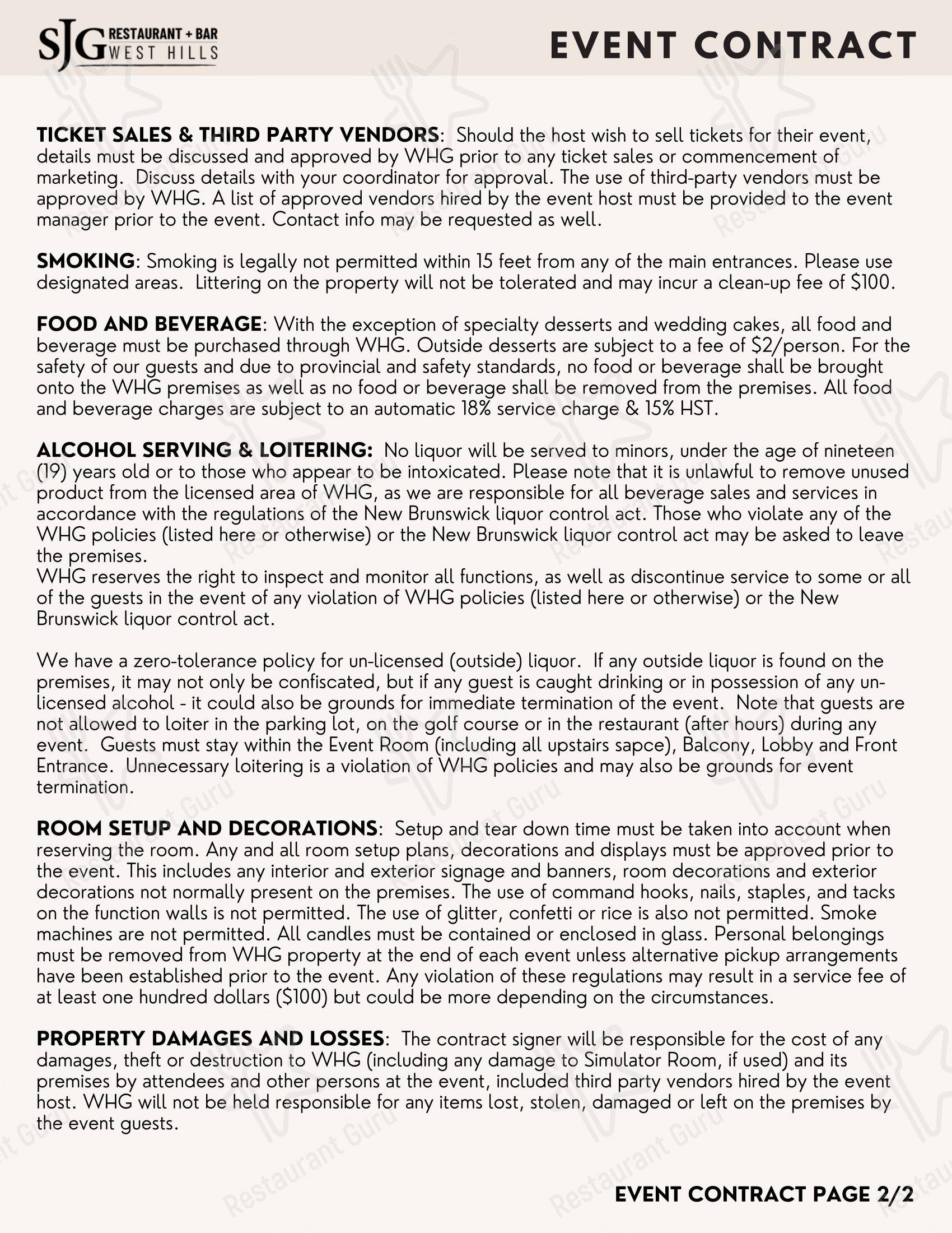 Menu at St. James Gate - Fredericton restaurant, Fredericton