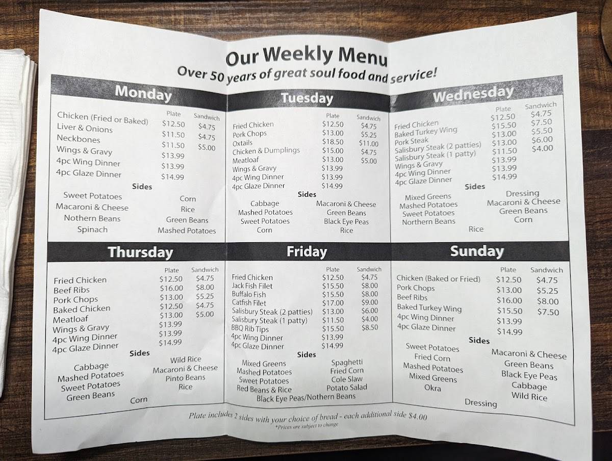 Menu at Diner's Delight restaurant, St. Louis