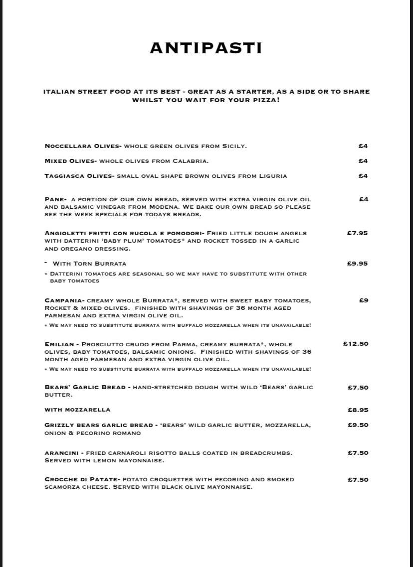 Menu at Stable Hearth pizzeria, Darlington, 33-35 Duke St