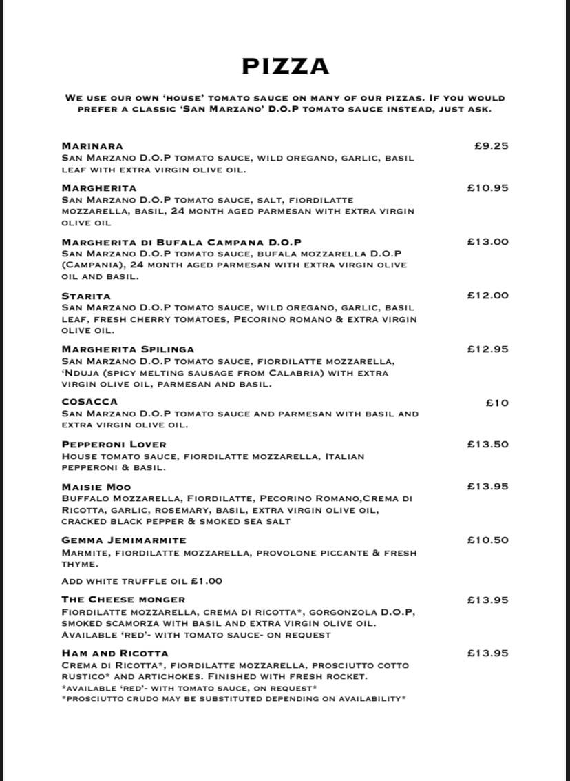 Menu at Stable Hearth pizzeria, Darlington, 33-35 Duke St