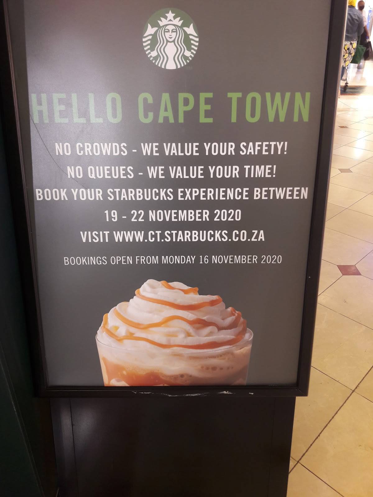 Menu at Starbucks Canal Walk cafe, Cape Town