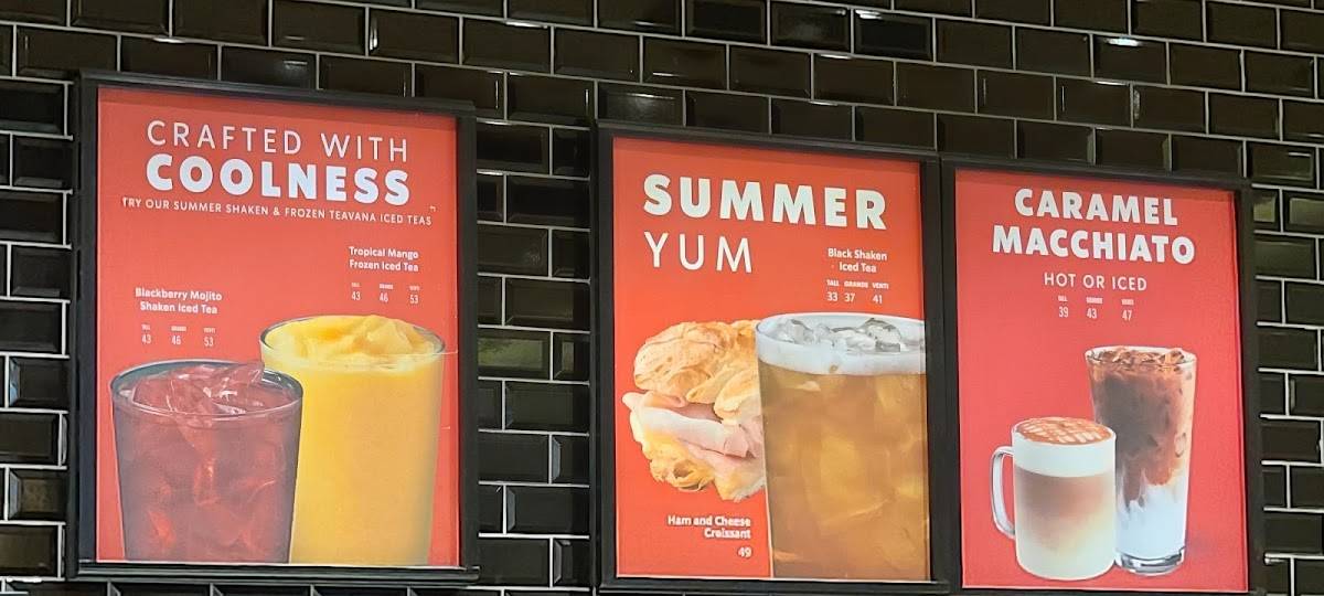 Menu at Starbucks Canal Walk cafe, Cape Town