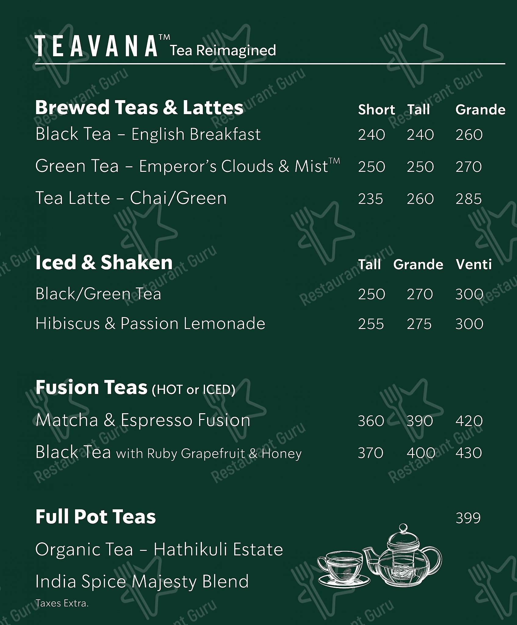 Menu at Starbucks, Vadodara, Center square mall