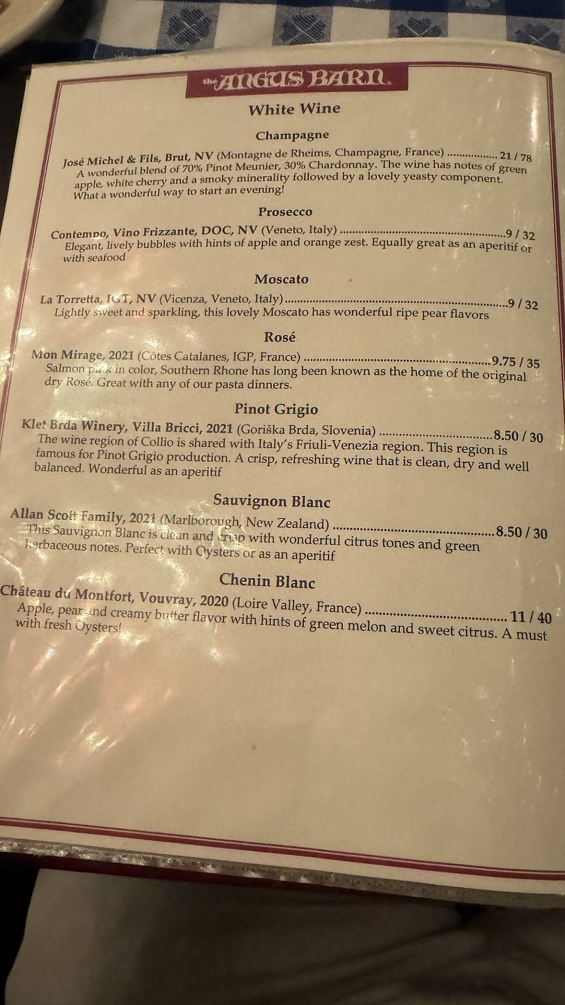 Menu at Angus Barn, Raleigh, Glenwood Ave