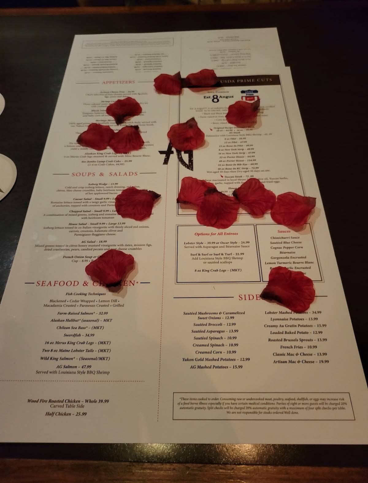 Menu at Arrowhead Grill steakhouse, Glendale