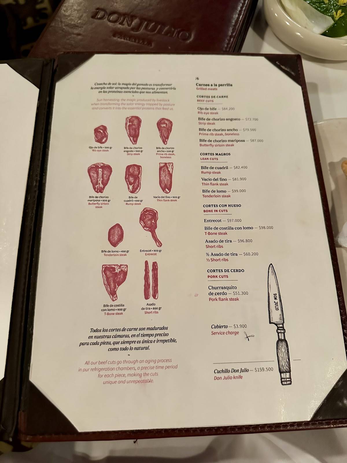 Menu at Don Julio Parrilla, Buenos Aires, Guatemala 4699