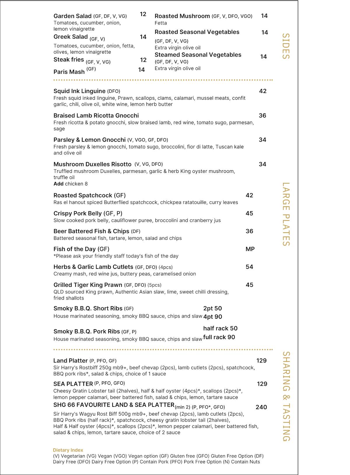 Menu at Steakhouse Grill 66 CBD, Melbourne