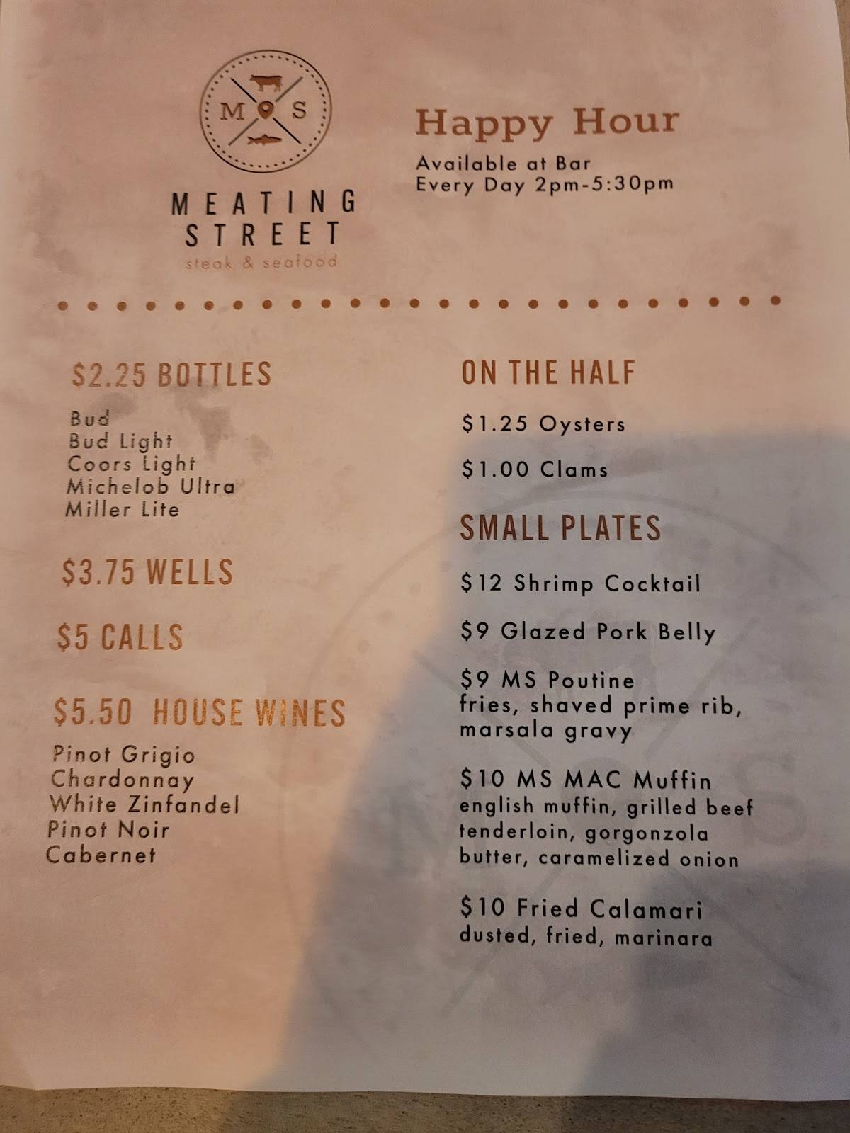Menu at Meating Street Seafood & Steakhouse, Port St. Lucie