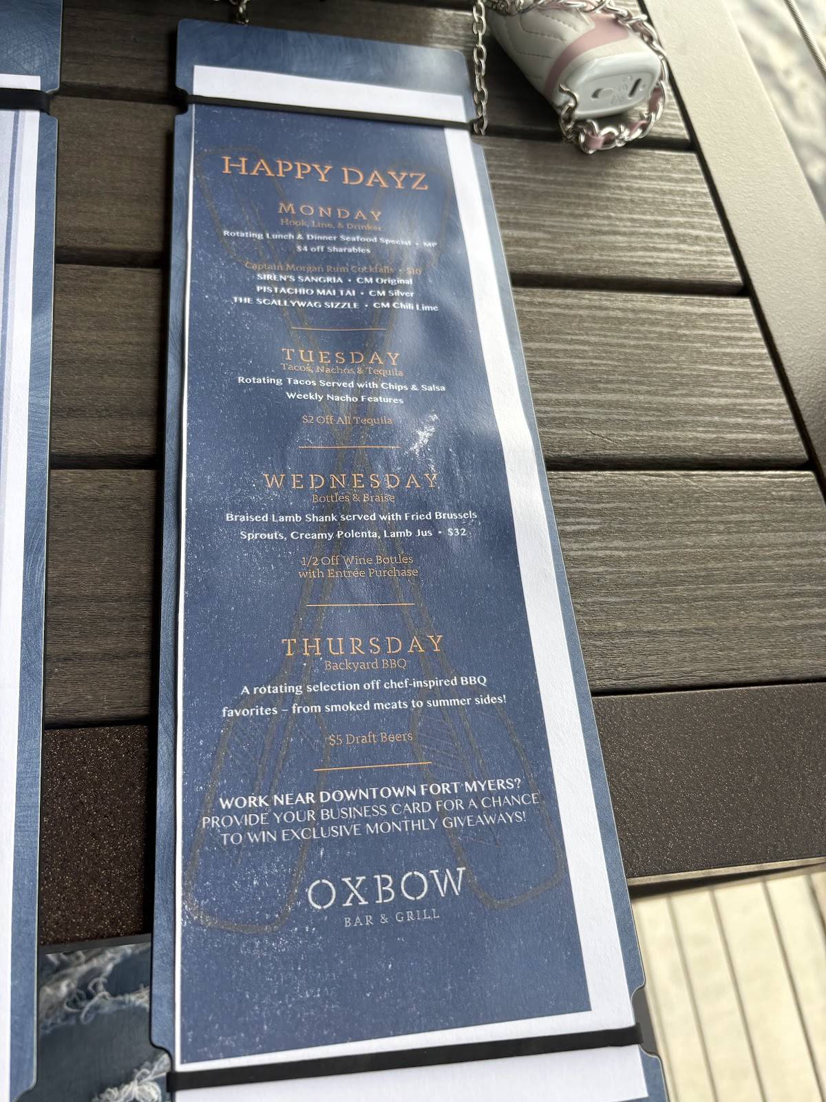 Carta de Oxbow Bar & Grill, Fort Myers, Hendry St