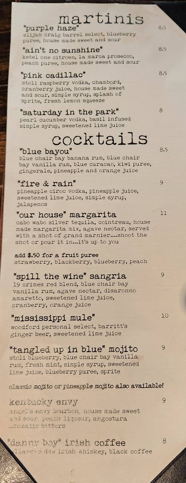 Menu at The Rack House Steak & Spirits steakhouse, Gulfport