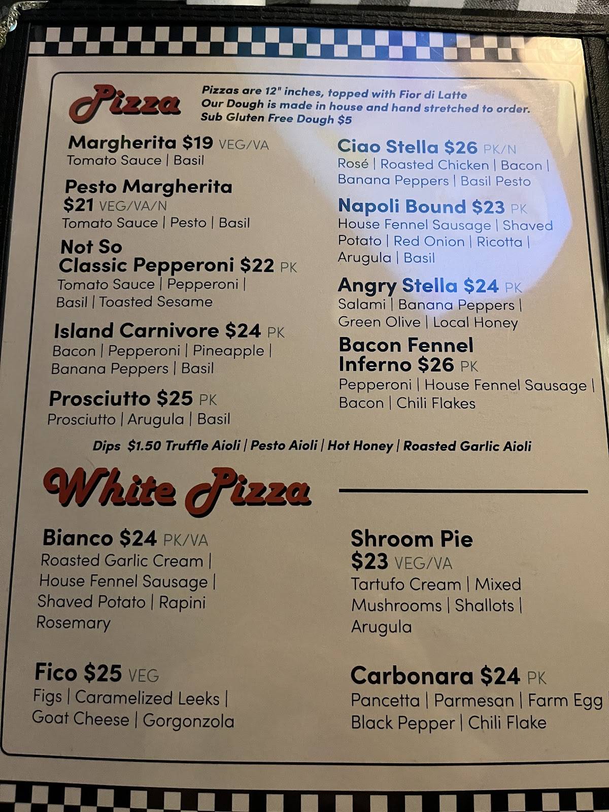 Menu at Stella's Kitchen restaurant, Toronto