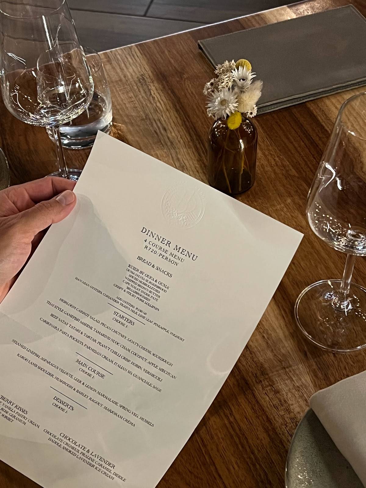 Carta de Post & Pepper Restaurant, Stellenbosch