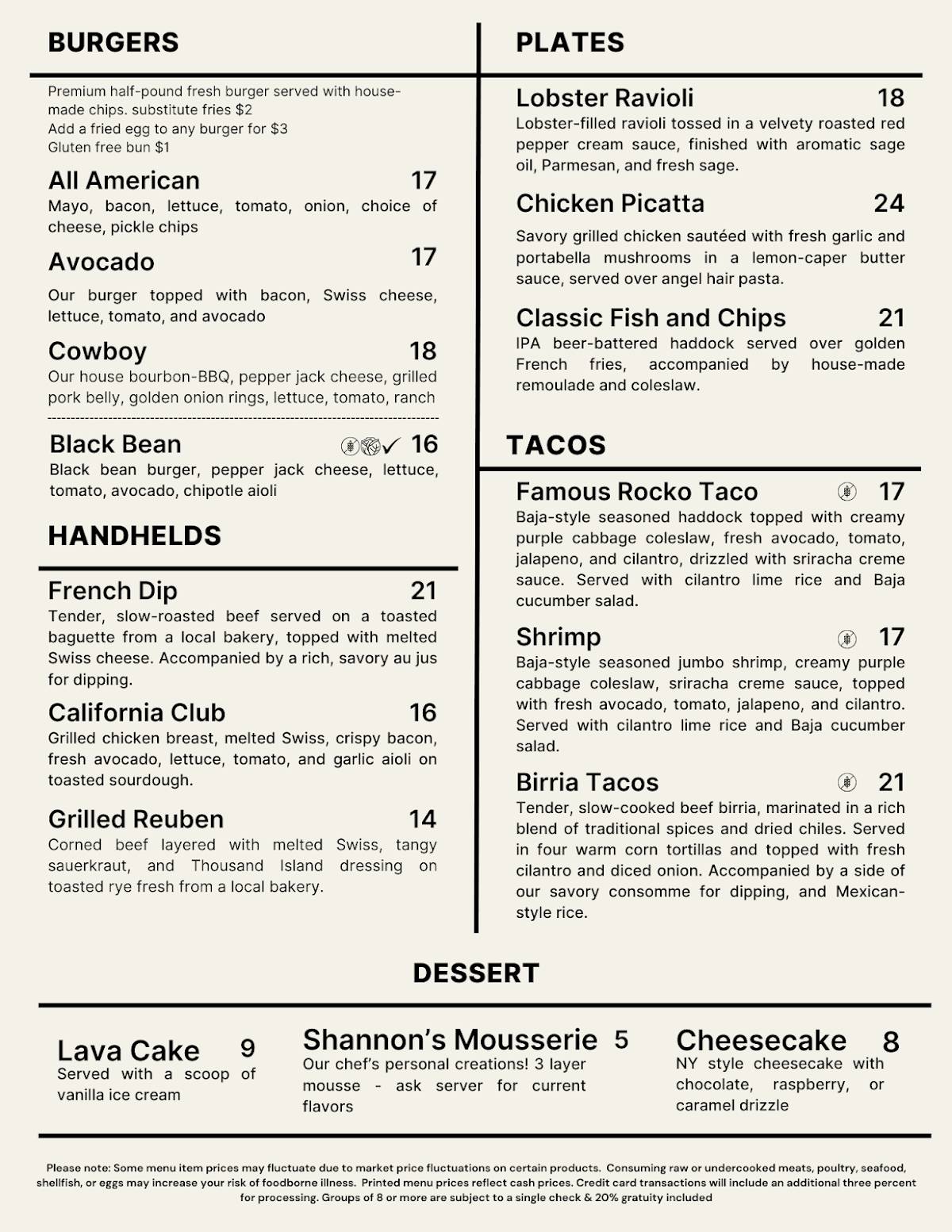 Menu at Stoner Grille restaurant, Lancaster