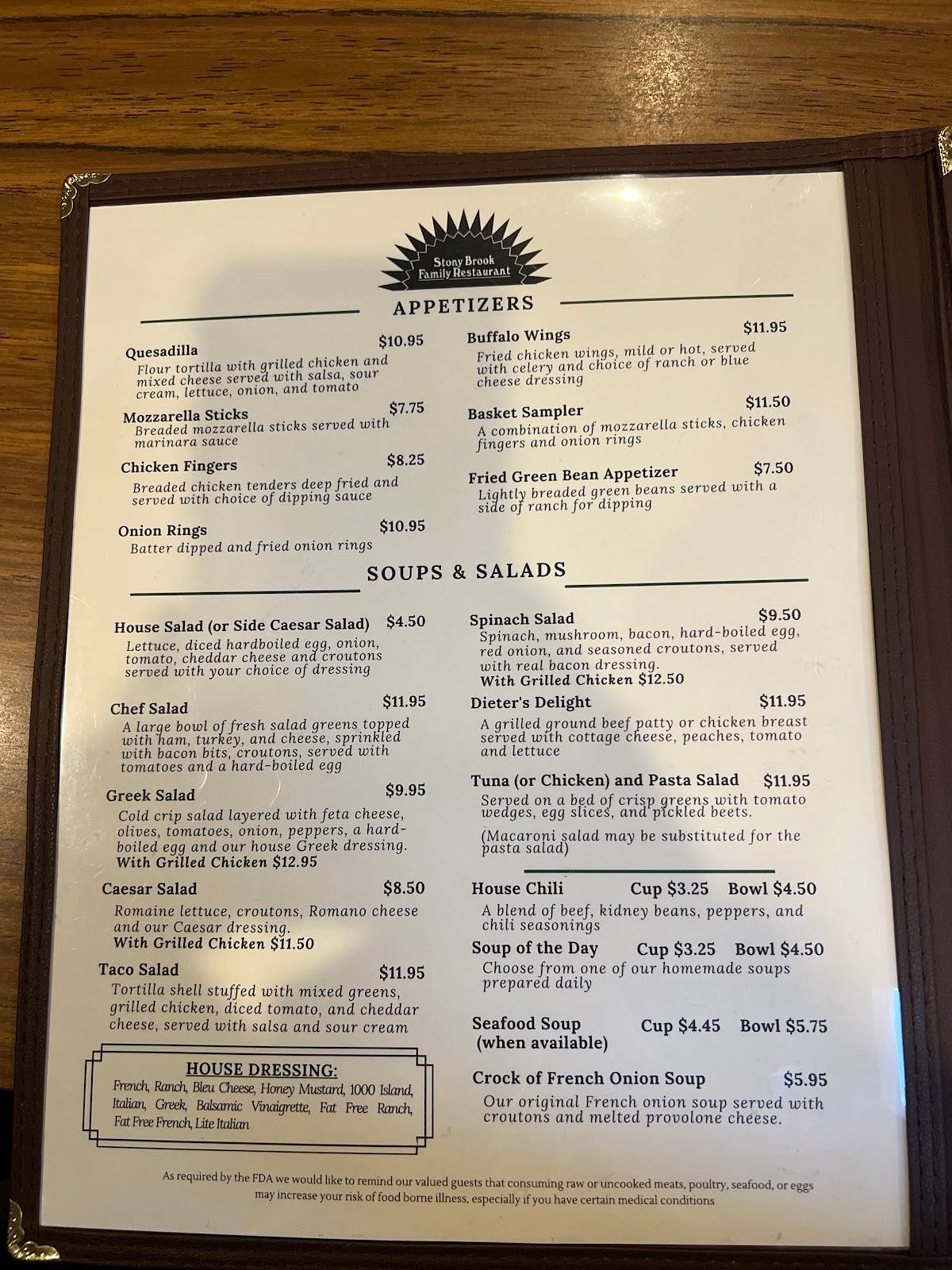 Menu at Stonybrook Family Restaurant, Yorklyn