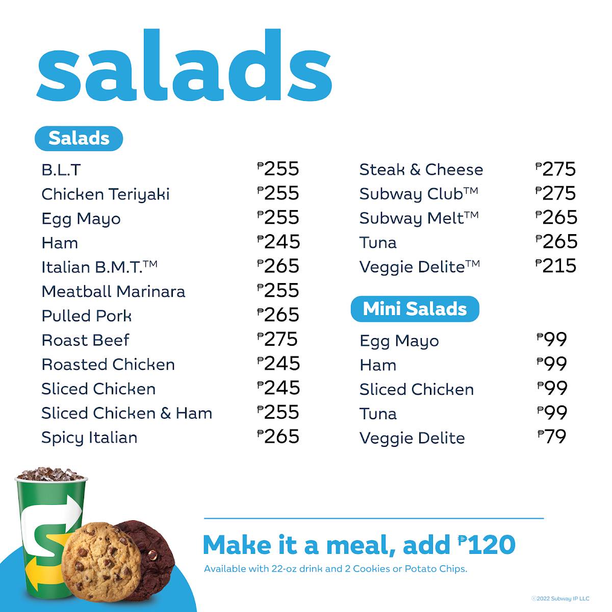 Menu at Subway - ATC fast food, Muntinlupa, ATC Corporate Center