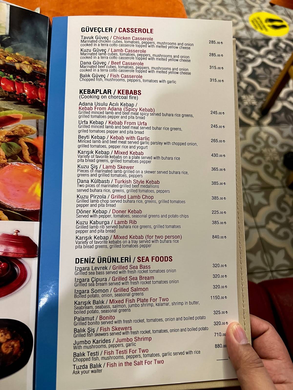 Menu at Sultanahmet Buhara Kebab House Restaurant, Istanbul, Alemdar