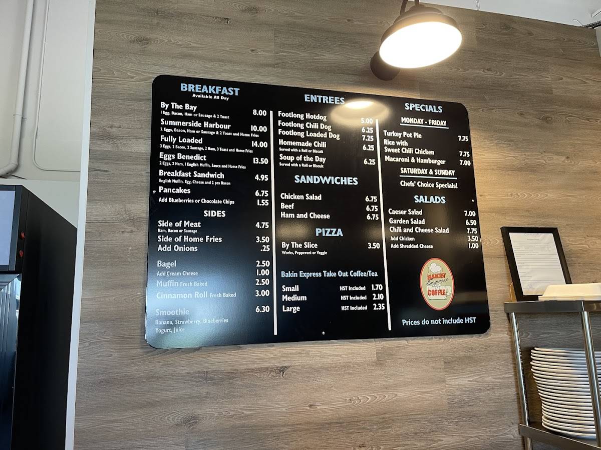 Menu au Summerside Waterfront Cafe and Restaurant, Summerside