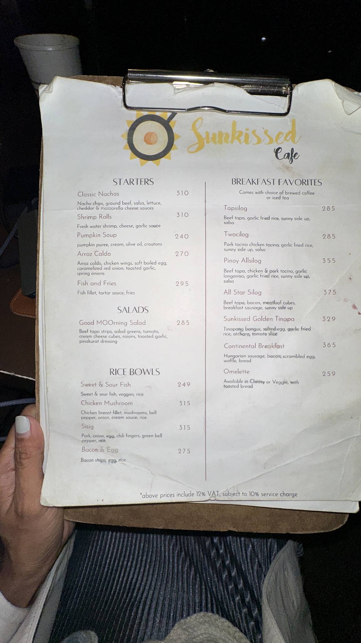 Menu at Sunkissed Cafe - BGC, Taguig
