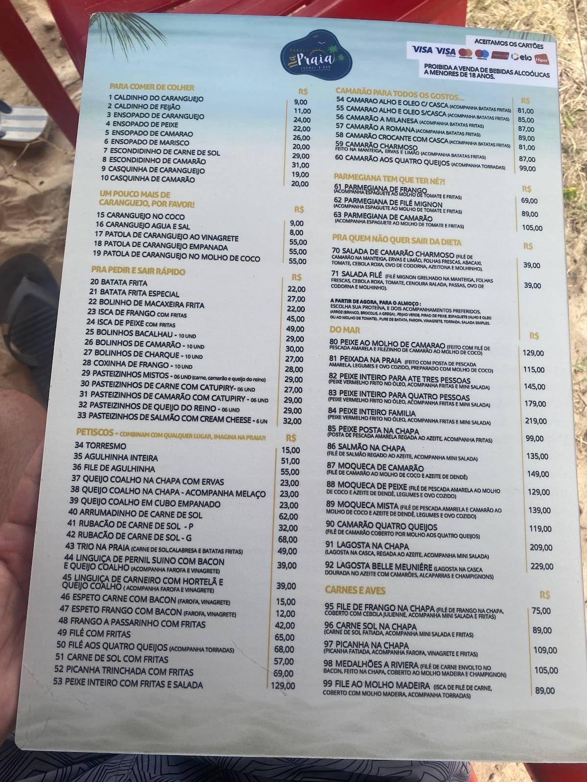 Menu em Sunset Na Praia pub & Bar, João Pessoa