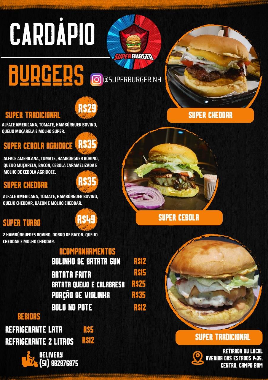 Menu em Super Burger restaurante, Campo Bom