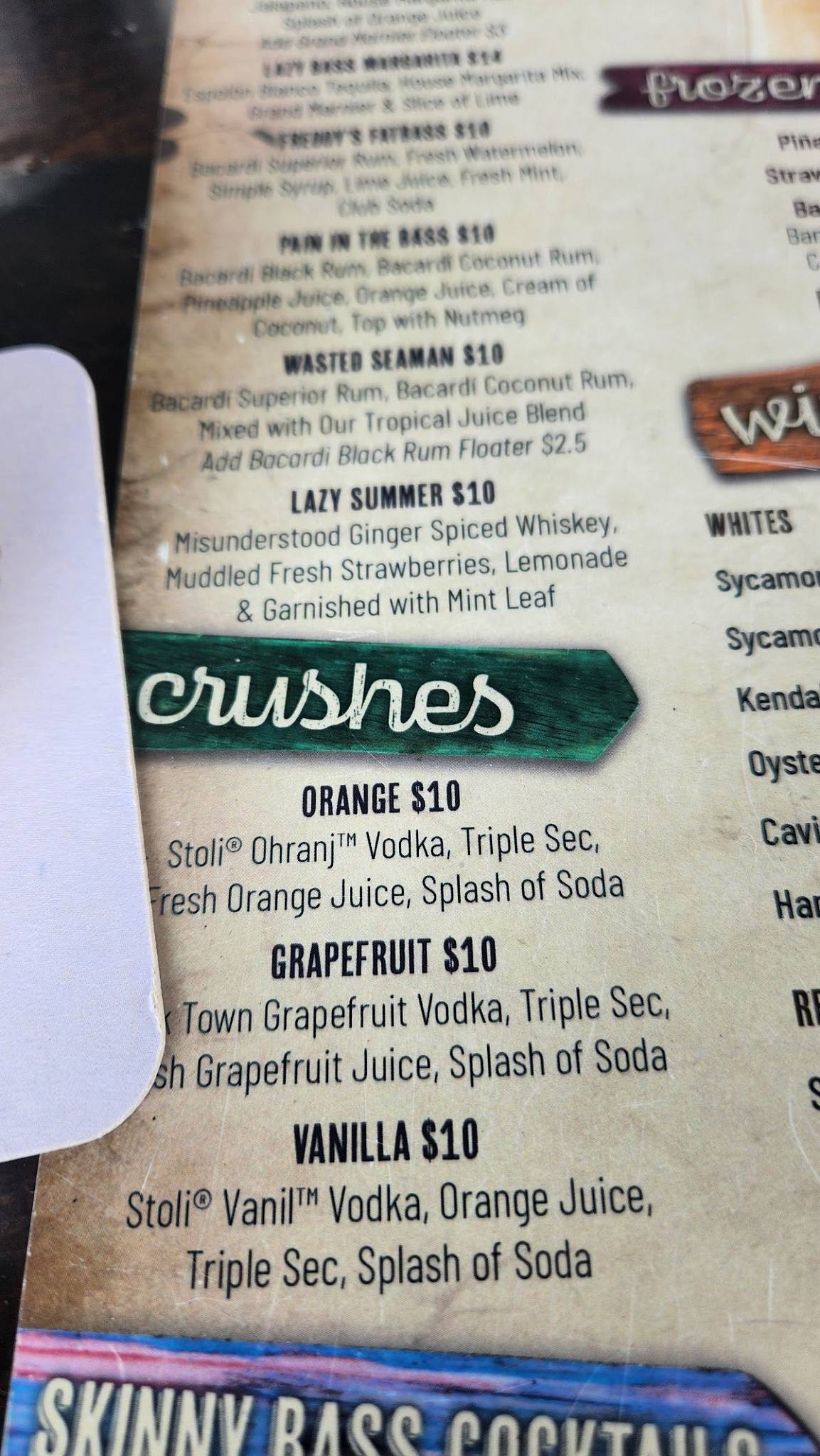Menu at Surfside Rooftop Grill restaurant, Stone Harbor