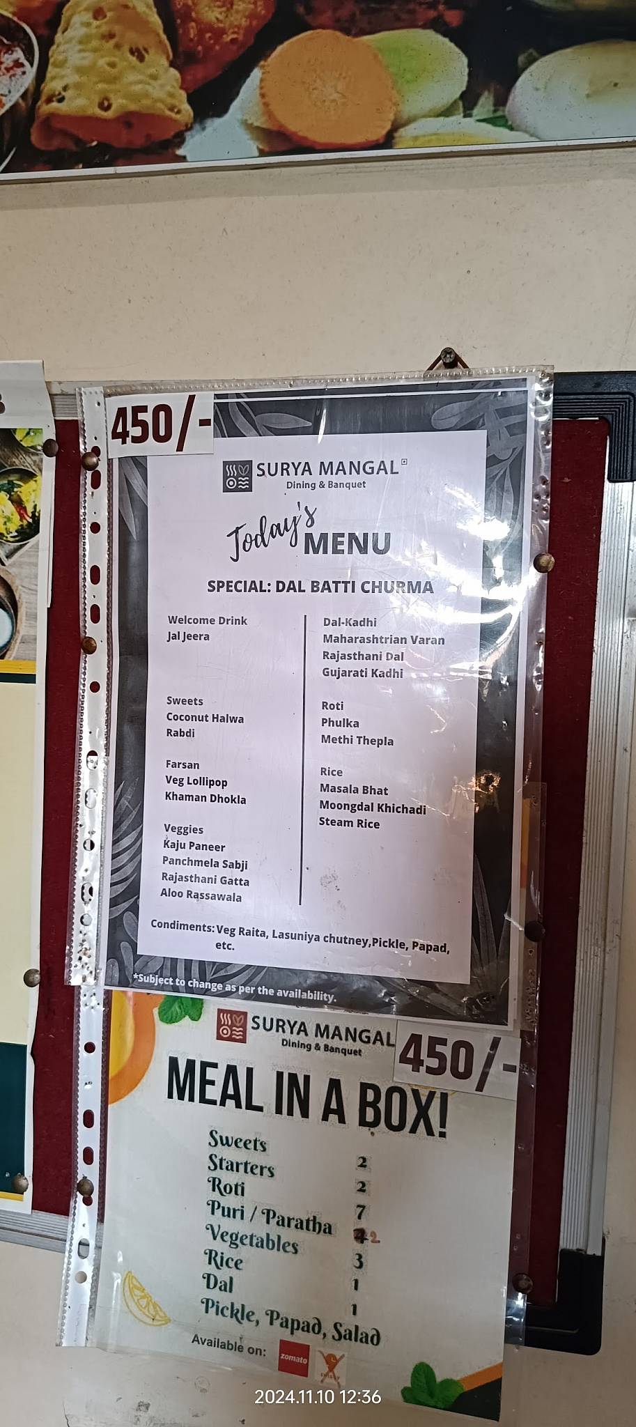 Menu at Surya Mangal - Veg Thali Restaurant and Dining In Pune ...